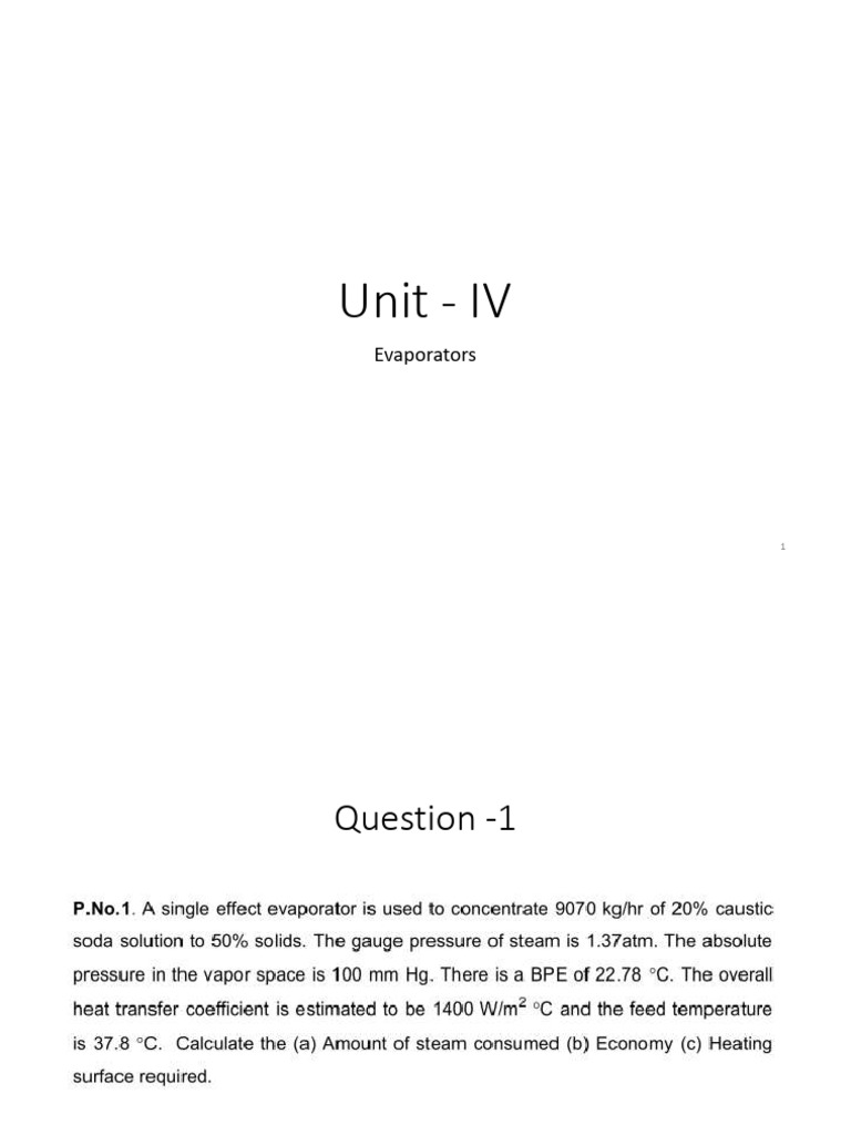 Unit-IV-Evaporators - Solved Problems | PDF