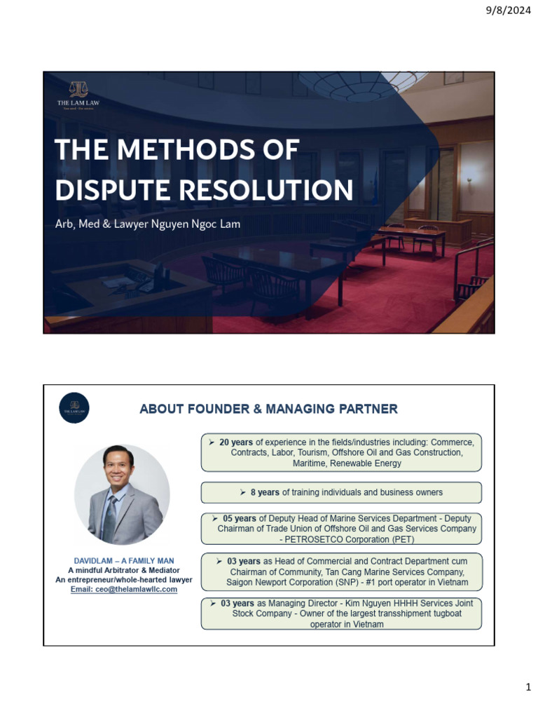 Chapter 10 - The Methods of Dispute Resolution | PDF