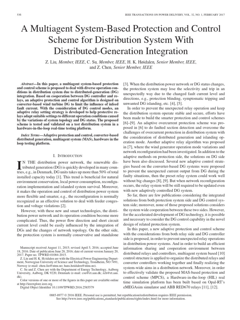 A Multiagent System Based Protection And Control Scheme For Distribution System With Distributed
