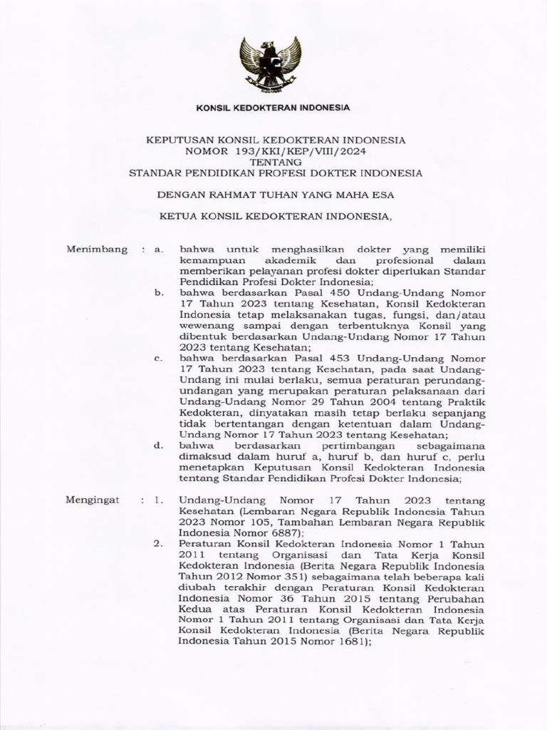 SKDI Kompetensi Dokter Agustus 2024 | PDF