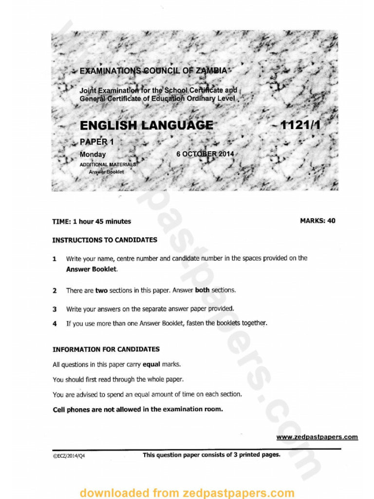 grade12_english_p1_2014 | PDF