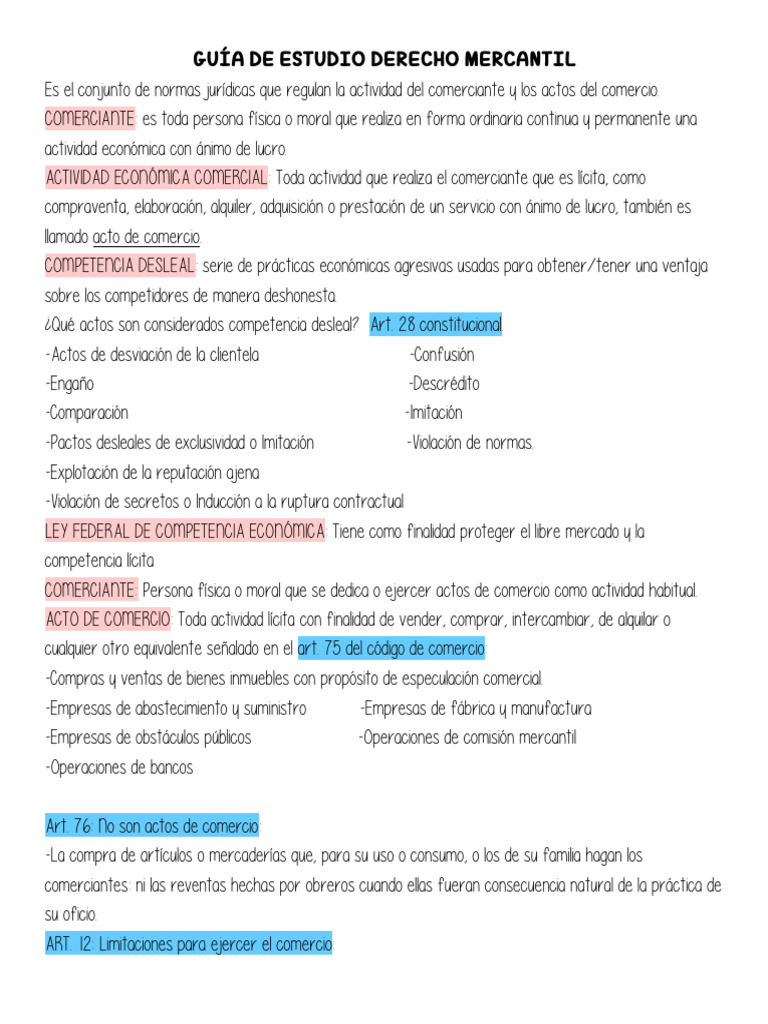 Guia Derecho Mercantil | PDF