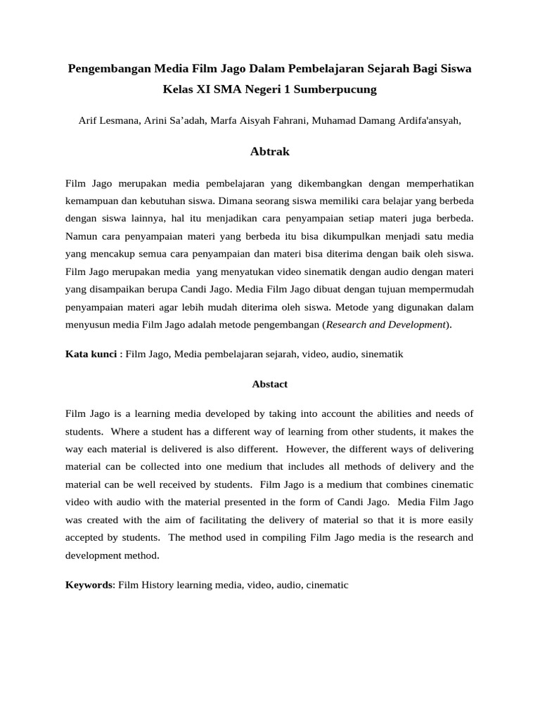 Film Jago. Artikel Kelompok 8 | PDF