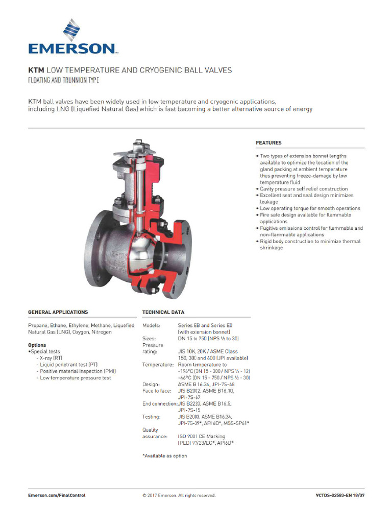Data Sheets Low Temperature Cryogenic Ball Valves KTM en en 5196514 | PDF