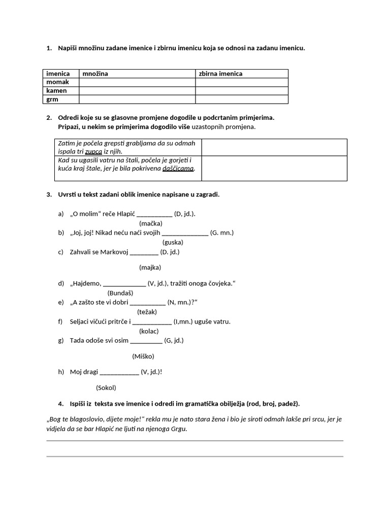 Imenice Vjezba, 2 Raz Sred | PDF