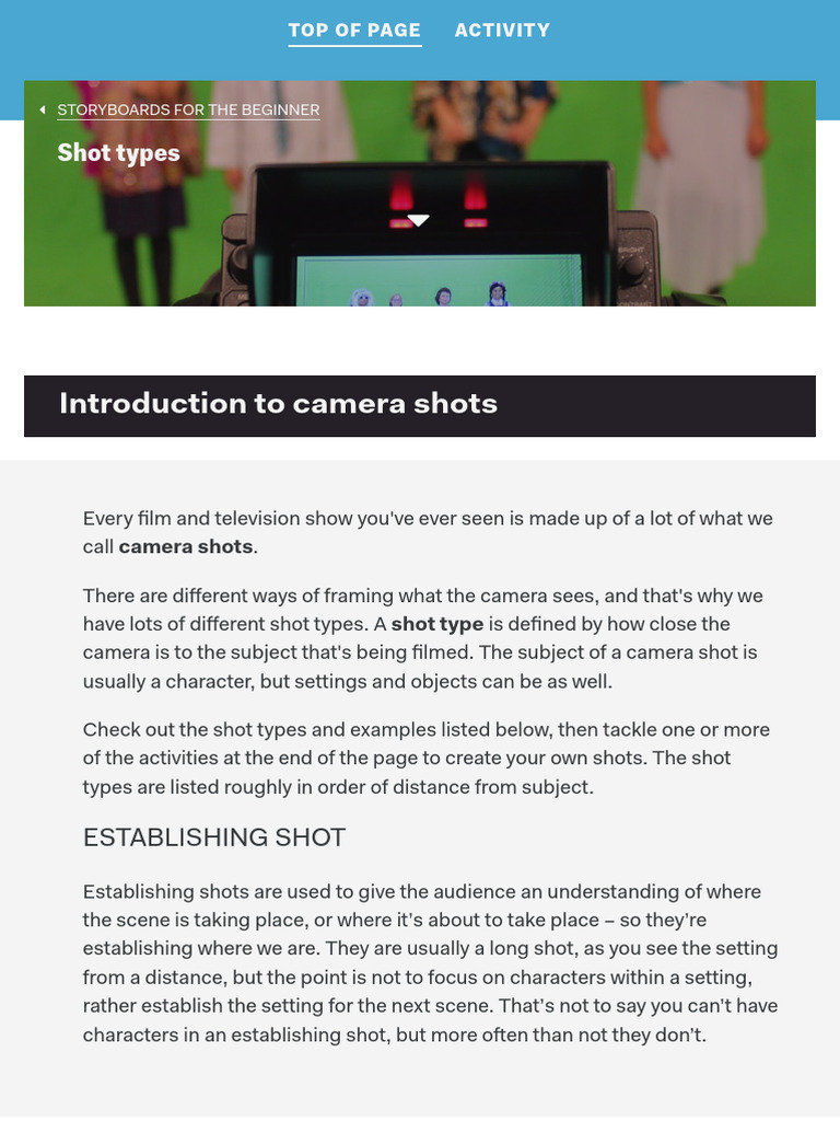 Camera Shots | PDF