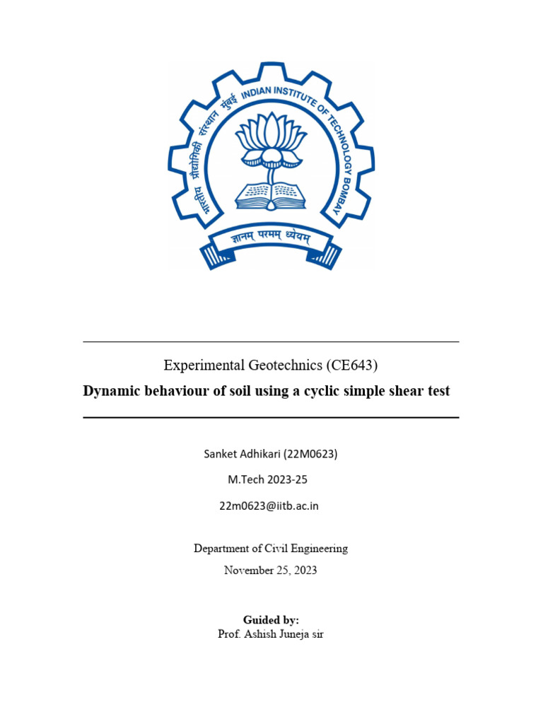 Lab Report on Cyclic Shear Test (22M0623 ) | PDF