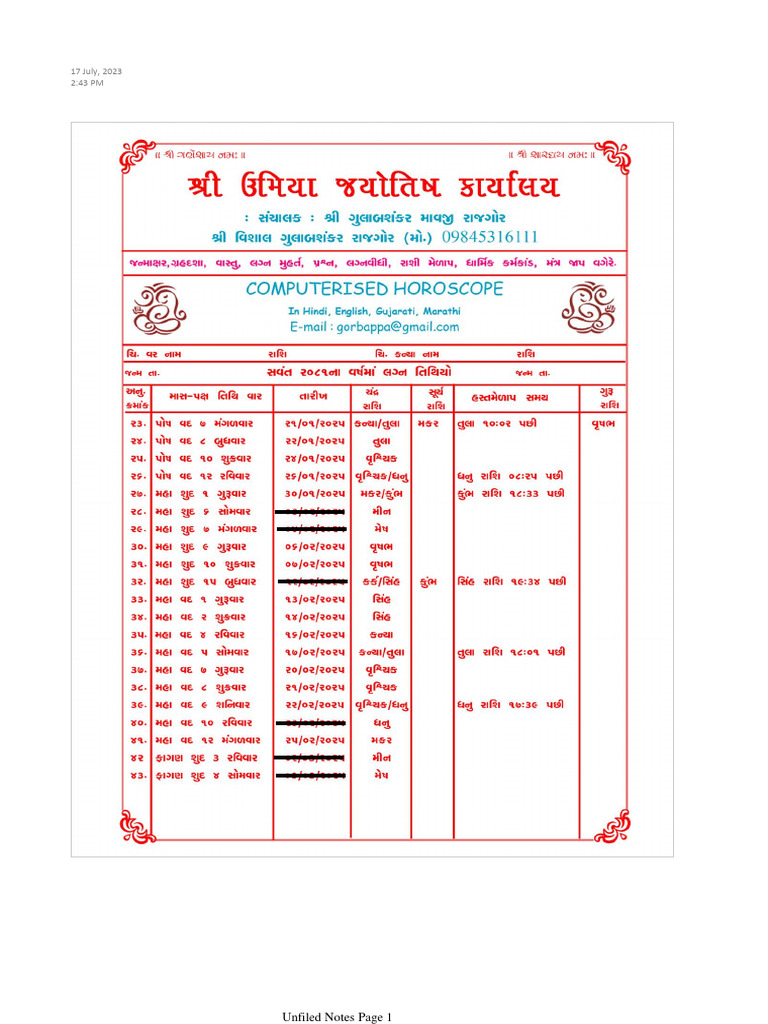 LAGNA DATES 21 JAN 25 TO 3 MAR 25 | PDF