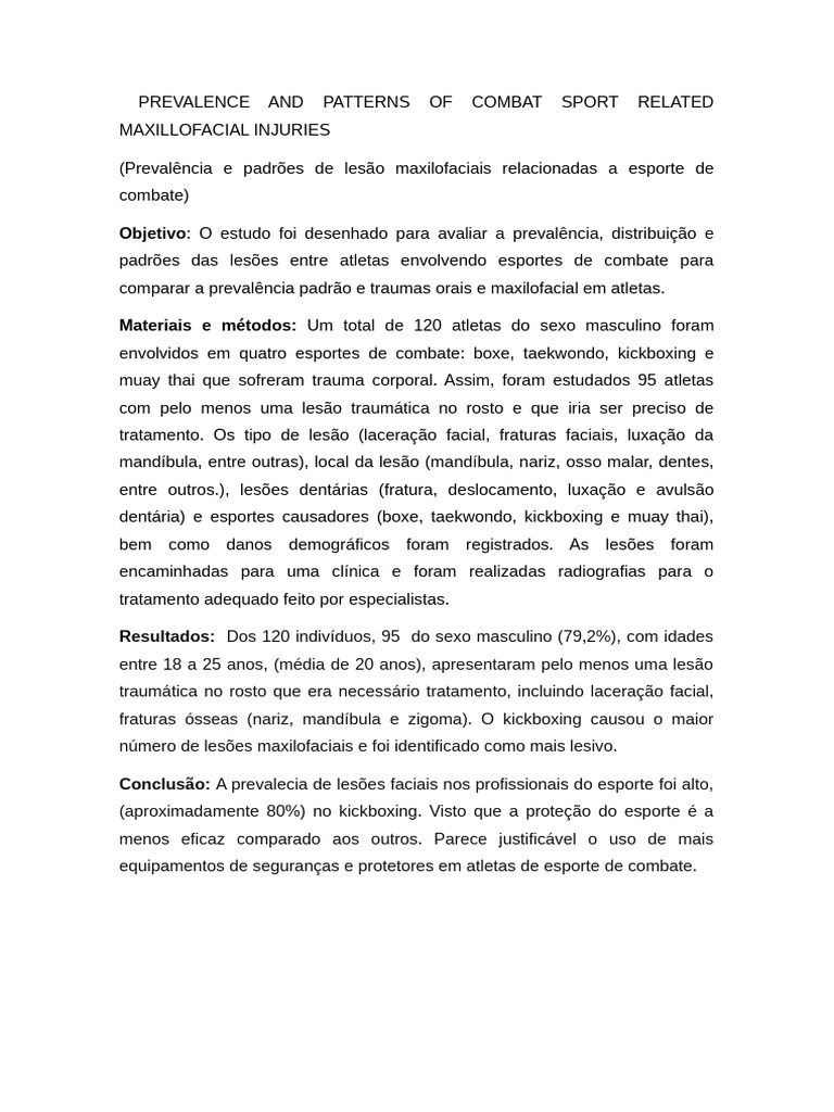 Prevalence and Patterns of Combat Sport Related | PDF