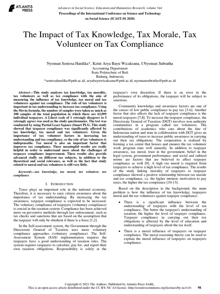 The Impact of Tax Knowledge Tax Morale T | PDF