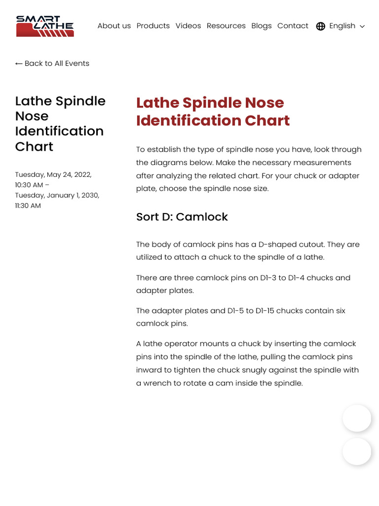 Lathe Spindle Nose Identification Chart | PDF