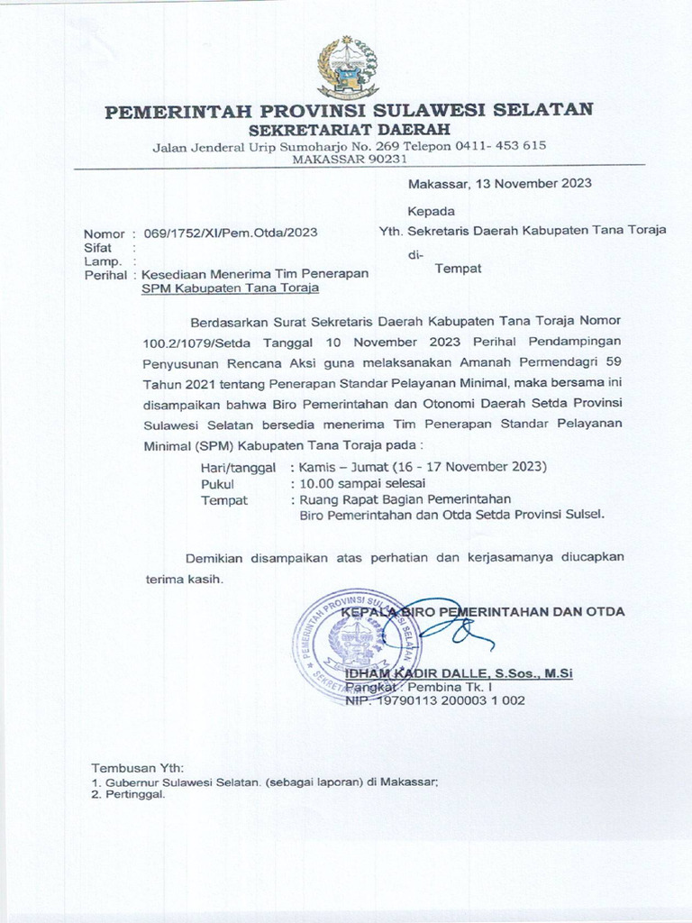 Balasan Menerima Kab Tana Toraja | PDF