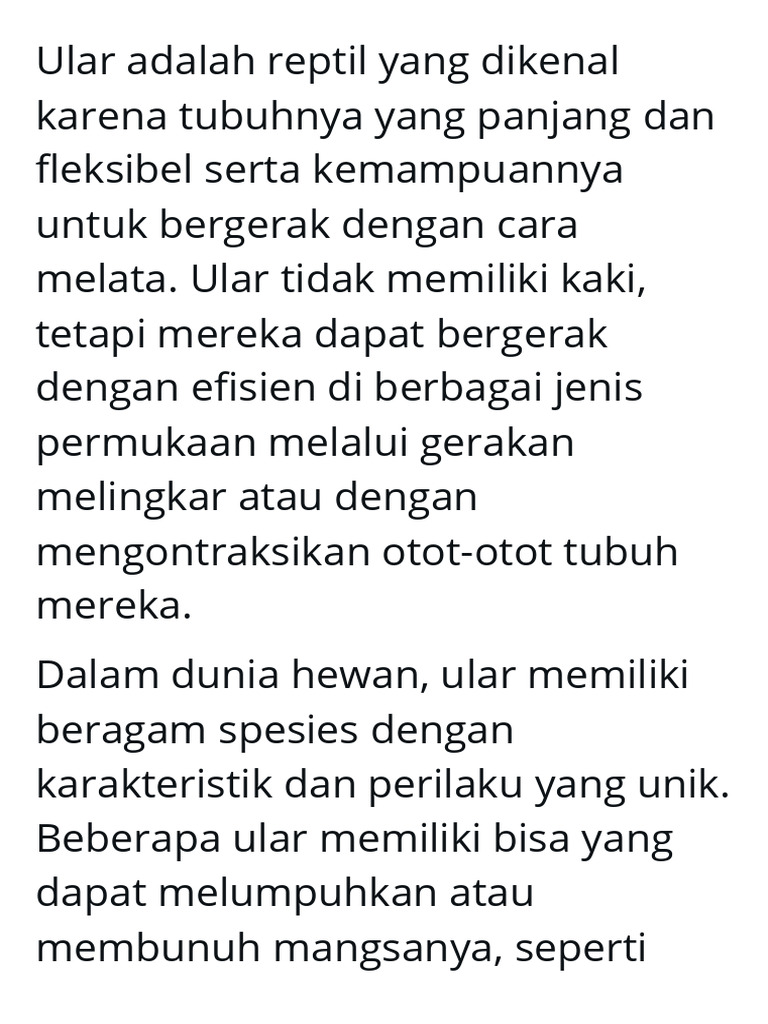 Ular Adalah Reptil Yang Dikenal Karena Tubuhnya Yang Panjang Dan ...