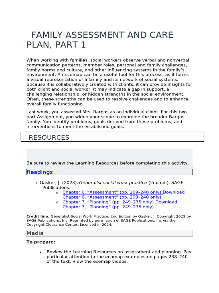 Family Assessment and Care Plan | PDF