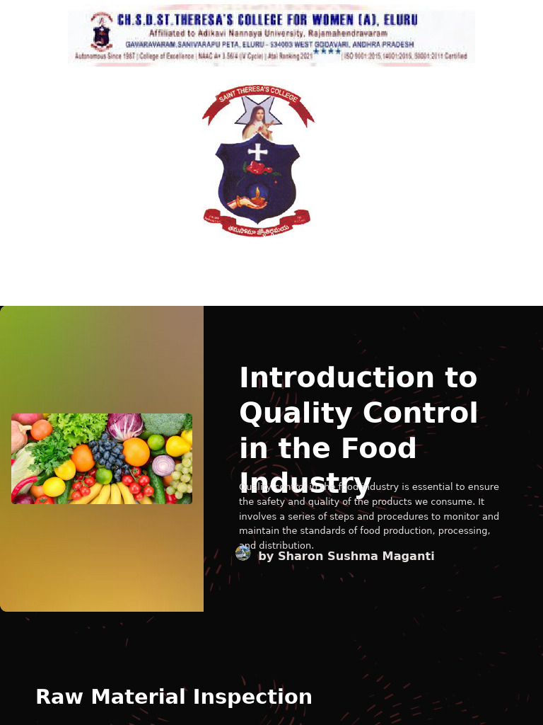 Introduction To Quality Control in The Food Industry | PDF