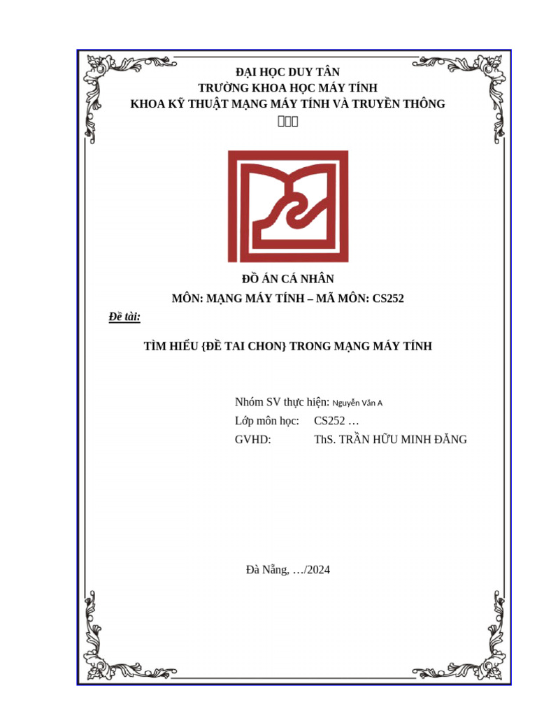Mẫu Nội Dung Trình Bày DACN-DAN (CS252) | PDF