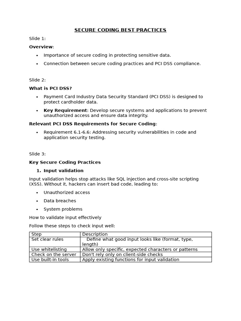 Secure Coding Best Practices | PDF