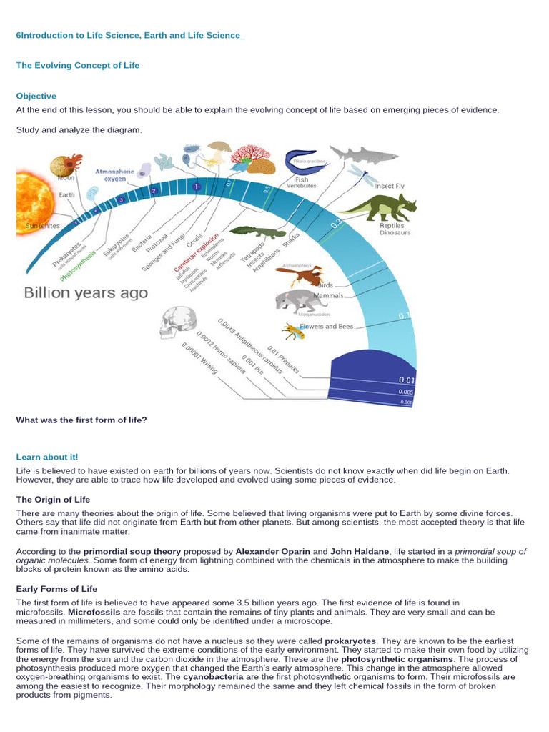 6 Introduction To Life Science, Earth and Life Science - The Evolving ...