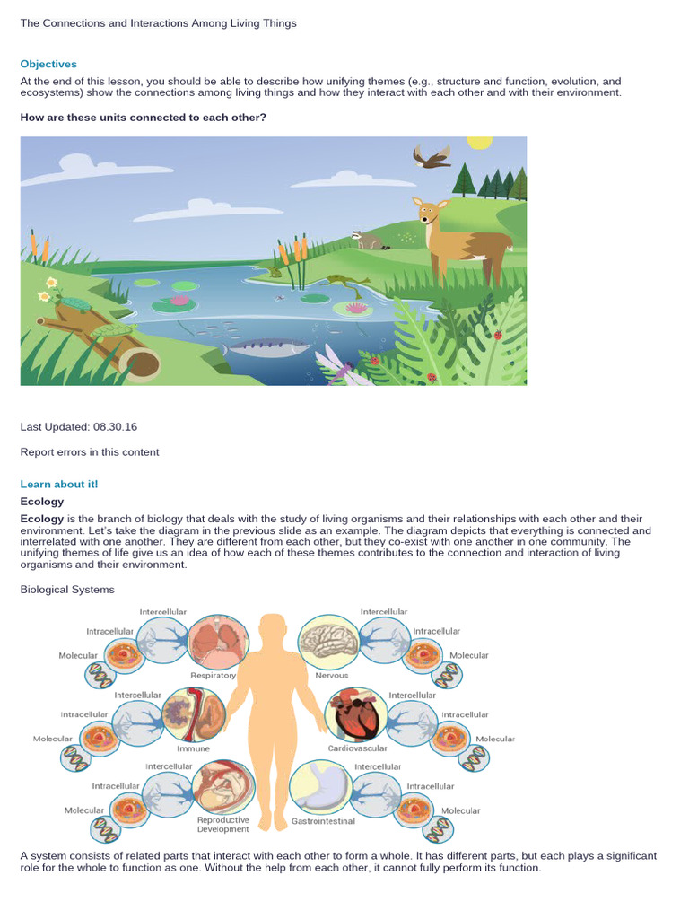 8the Connections and Interactions Among Living Things | PDF