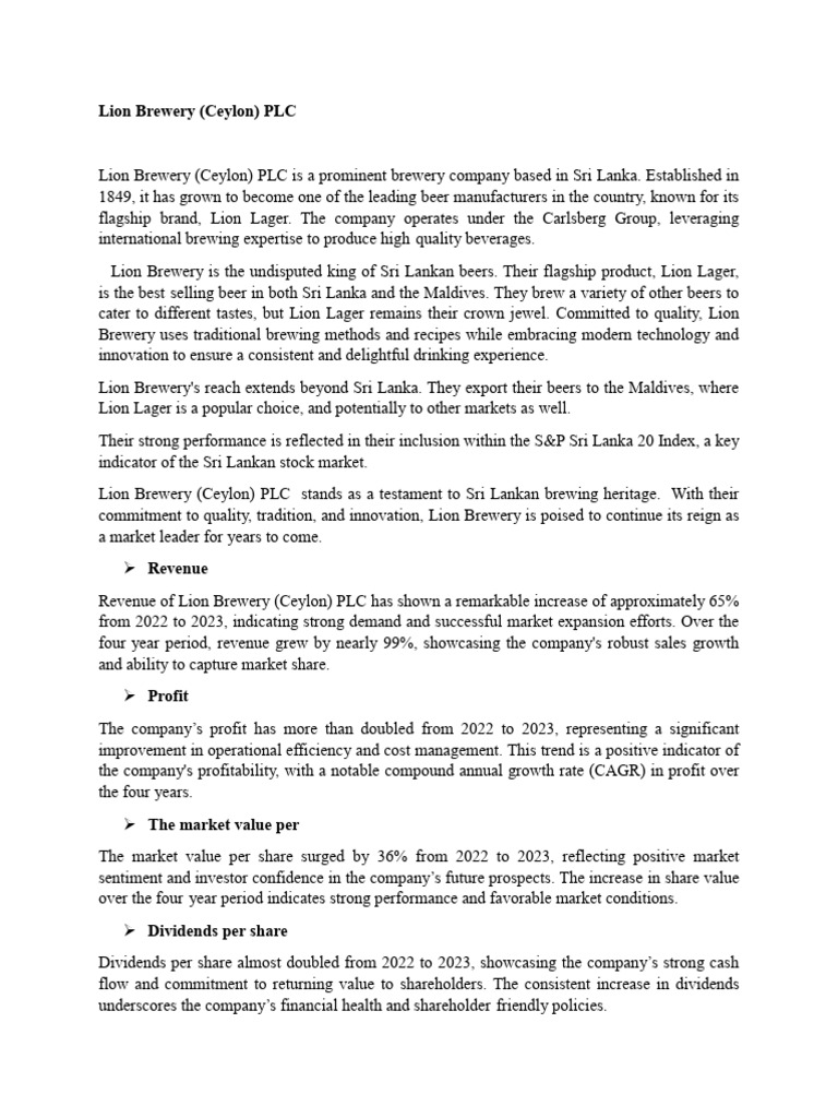 Lion Brewery (Ceylon) PLC | PDF