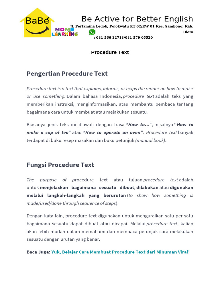Procedure Texts | PDF