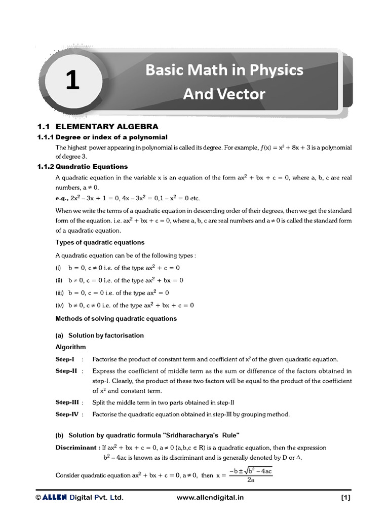 9 Iit 1 Theory Basic Maths In Physics And Vector Pdf