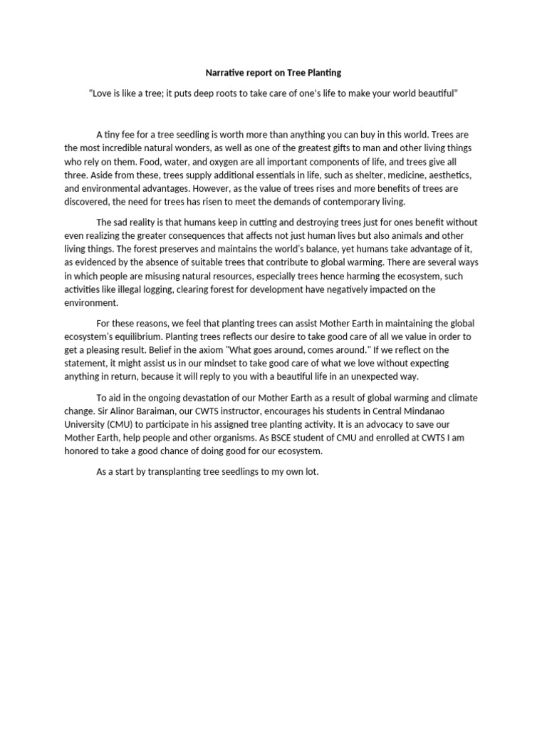 Narrative Report On Tree Planting | PDF