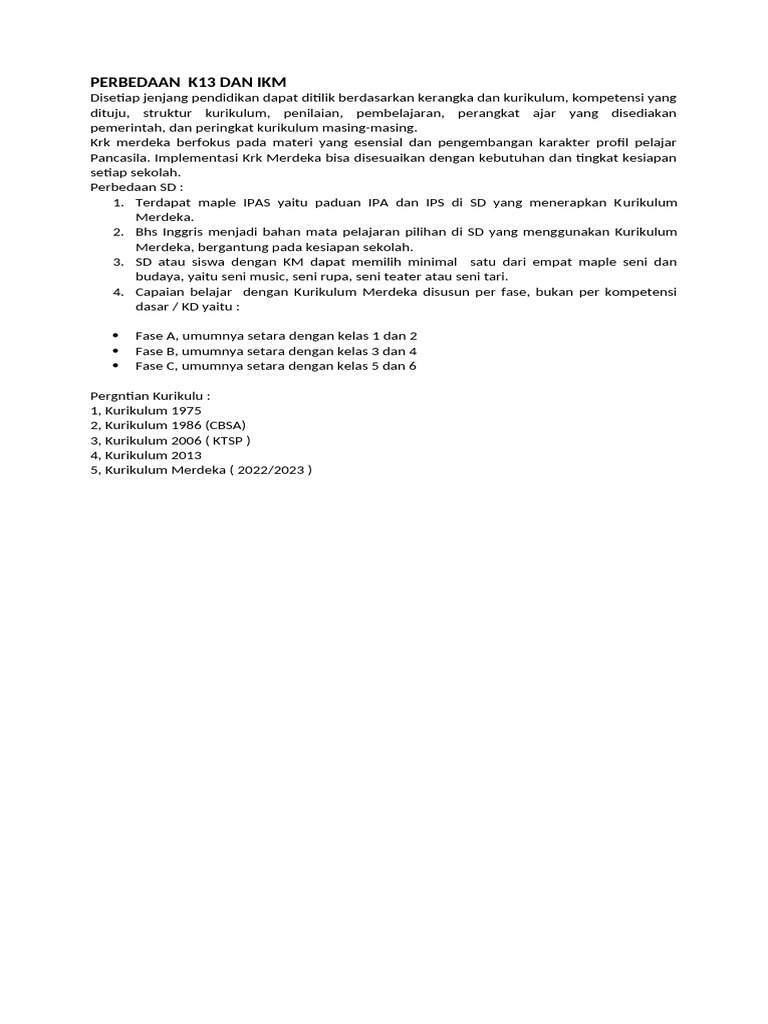 Perbedaan K13 Dan Ikm | PDF