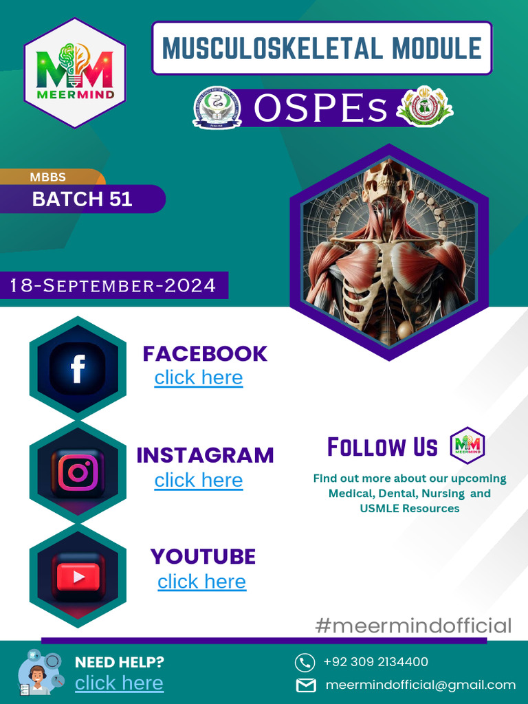 CMC-Musculoskeletal Module OSPEs Batch 51 by MeerMind | PDF