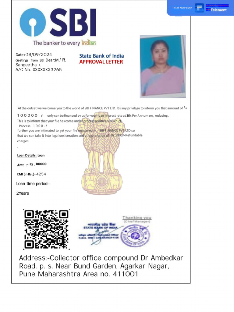 Sbi Approval Letter | PDF