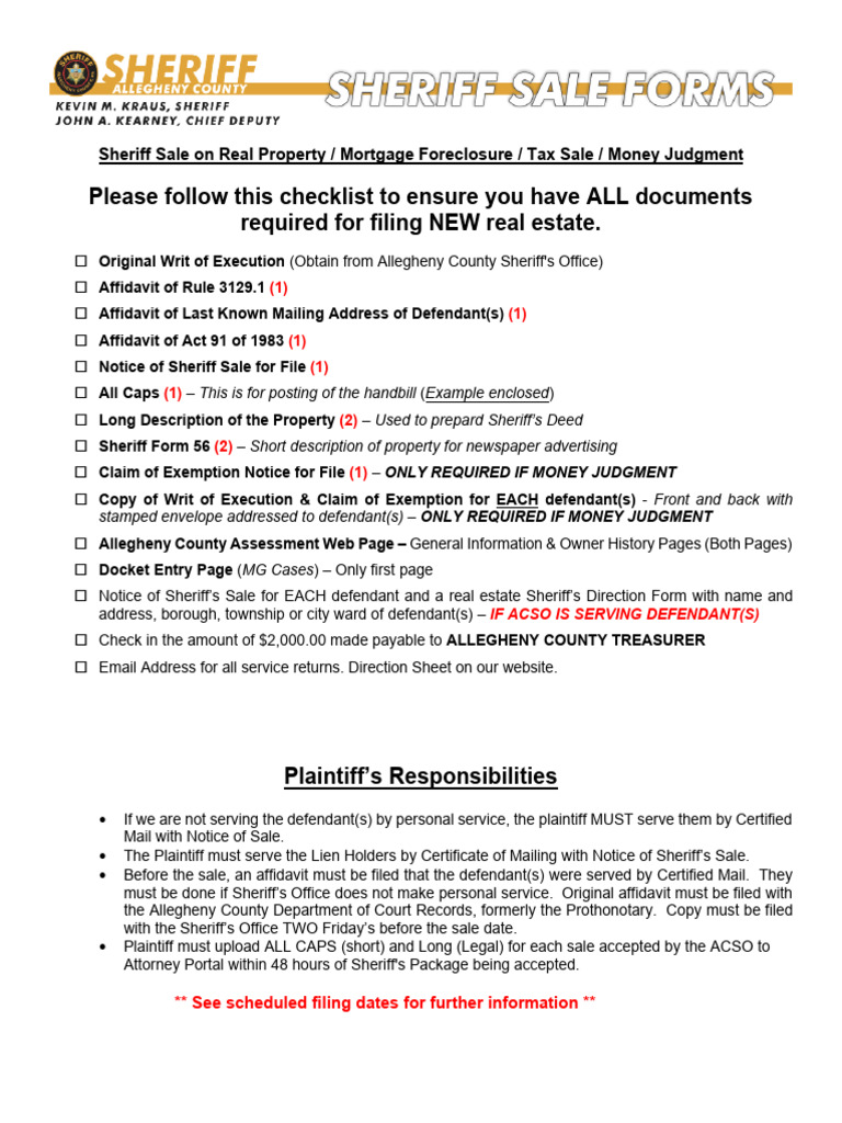 Sheriffs Sale Packet | PDF