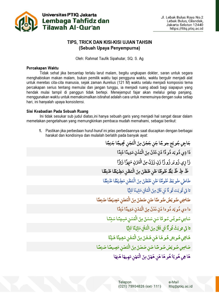 Tips & Trick Lulus Ujian Tahsin | PDF