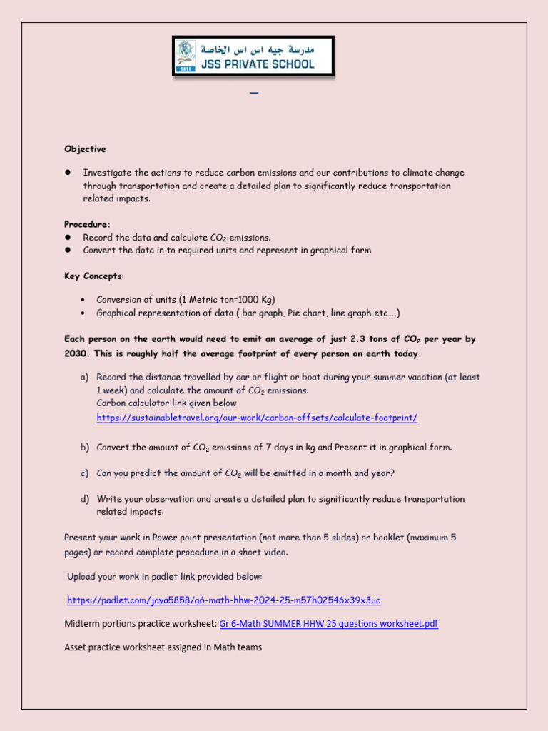 GR 6 - Math SUMMER HHW-2024-25 | PDF