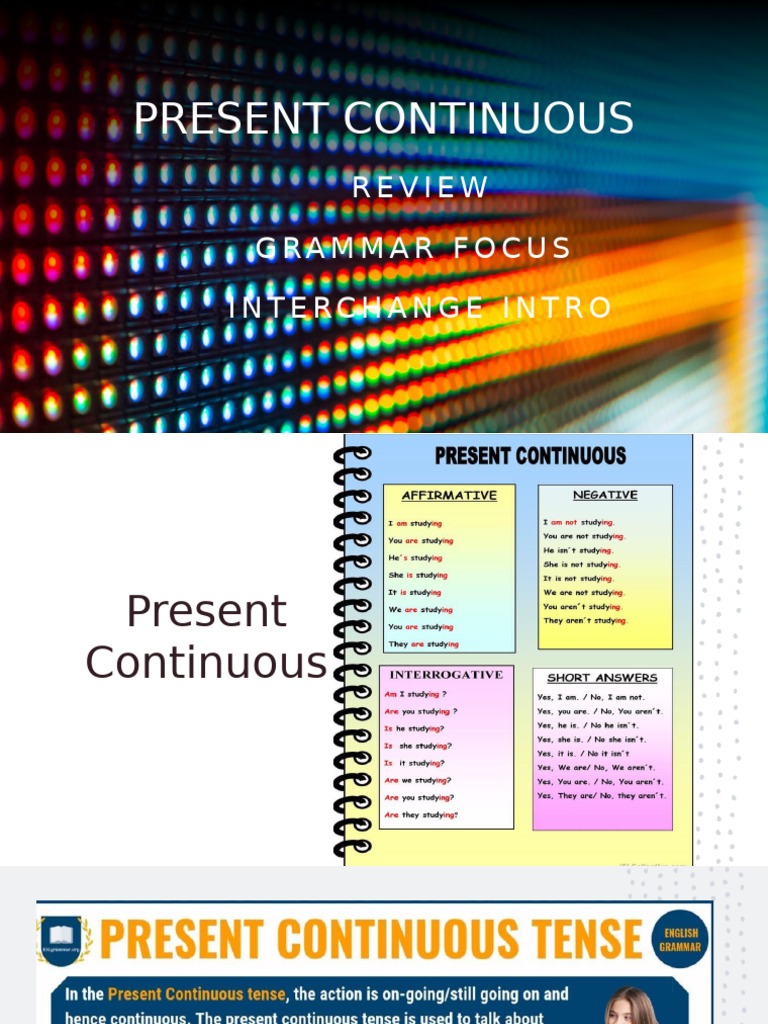 Present Continuous Grammar Focus 7 | PDF