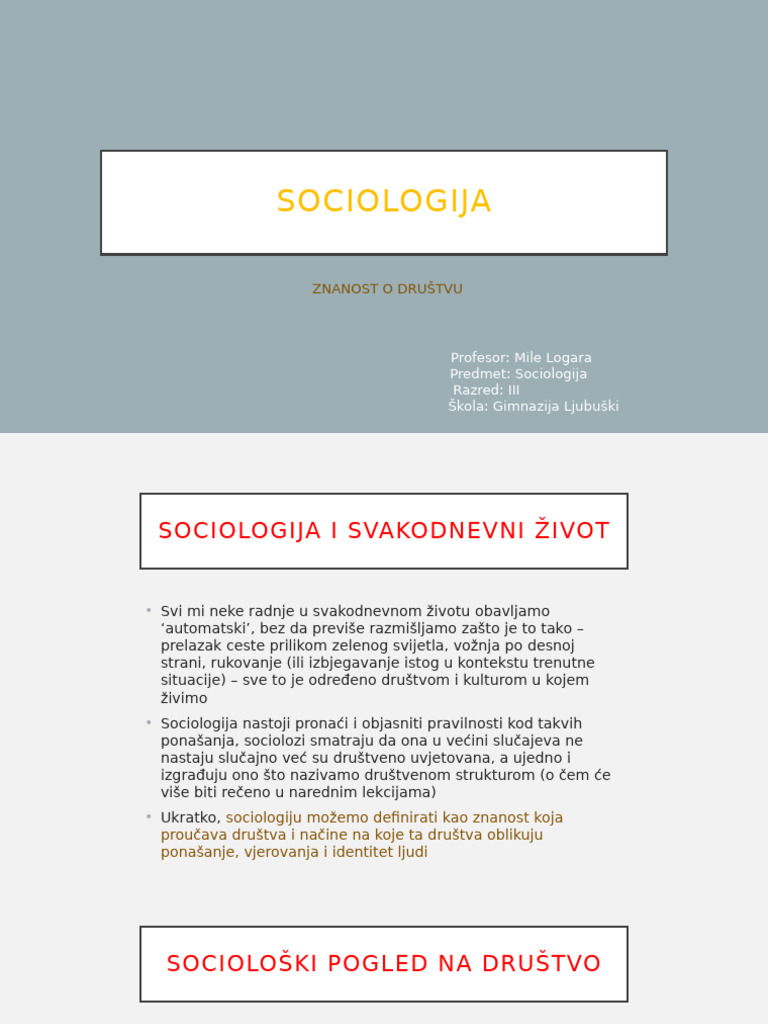 Sociologija Znanost o Druå¡tvu 2 | PDF