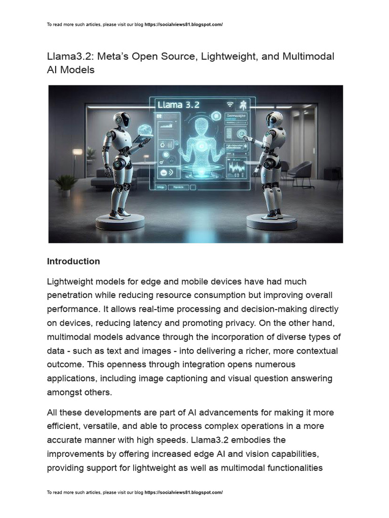 Llama3.2: Meta's Open Source, Lightweight, and Multimodal AI Models | PDF | Artificial ...