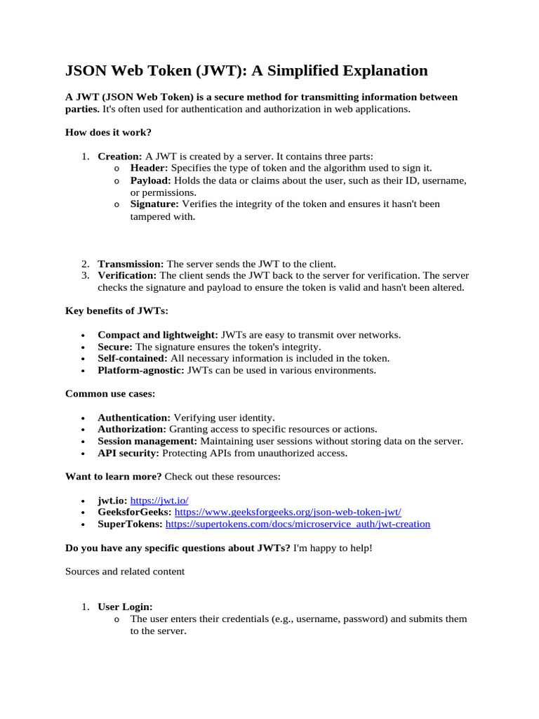 JSON Web Token (JWT Token) | PDF