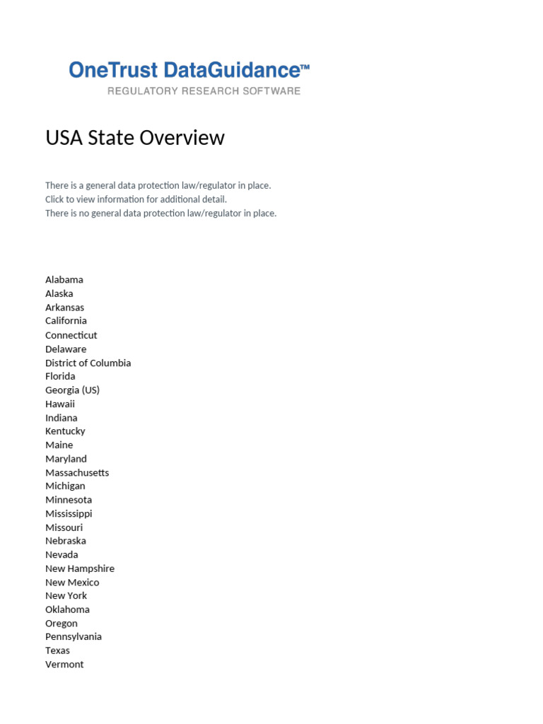USA State Overview | PDF