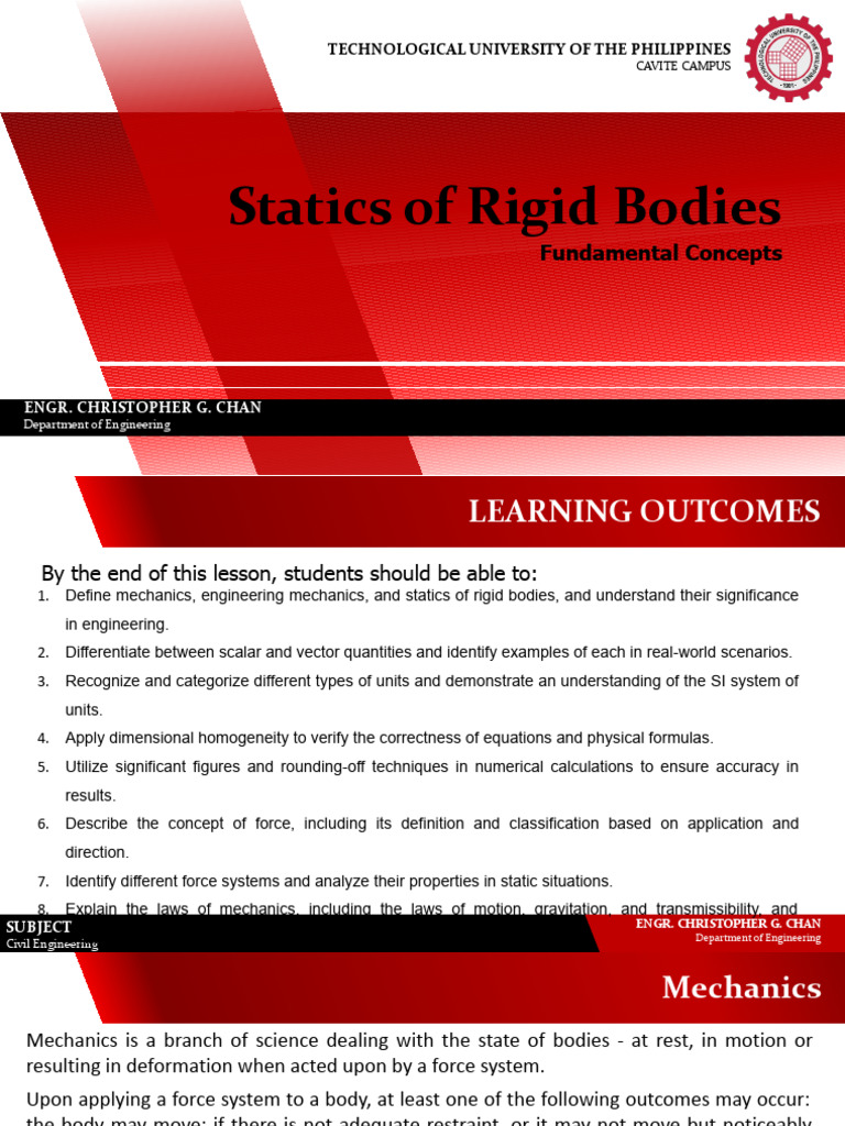 1. Statics of Rigid Bodies-Fundamental Concepts.pptx | PDF