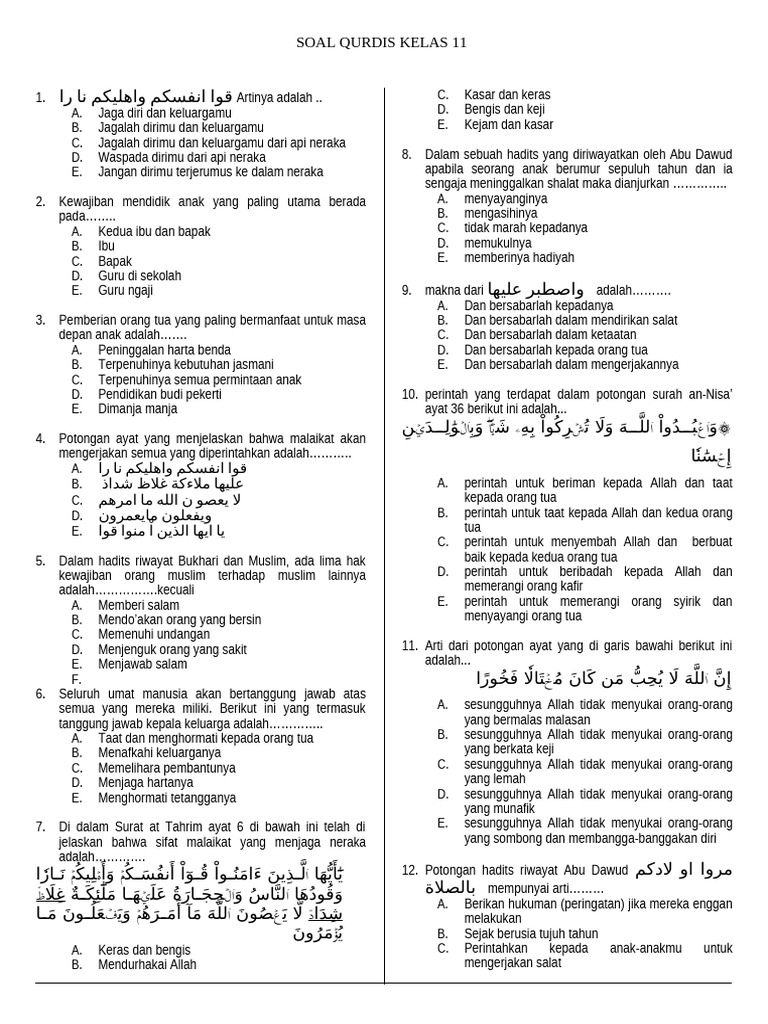 Qurdis Kelas 11 Ma New | PDF