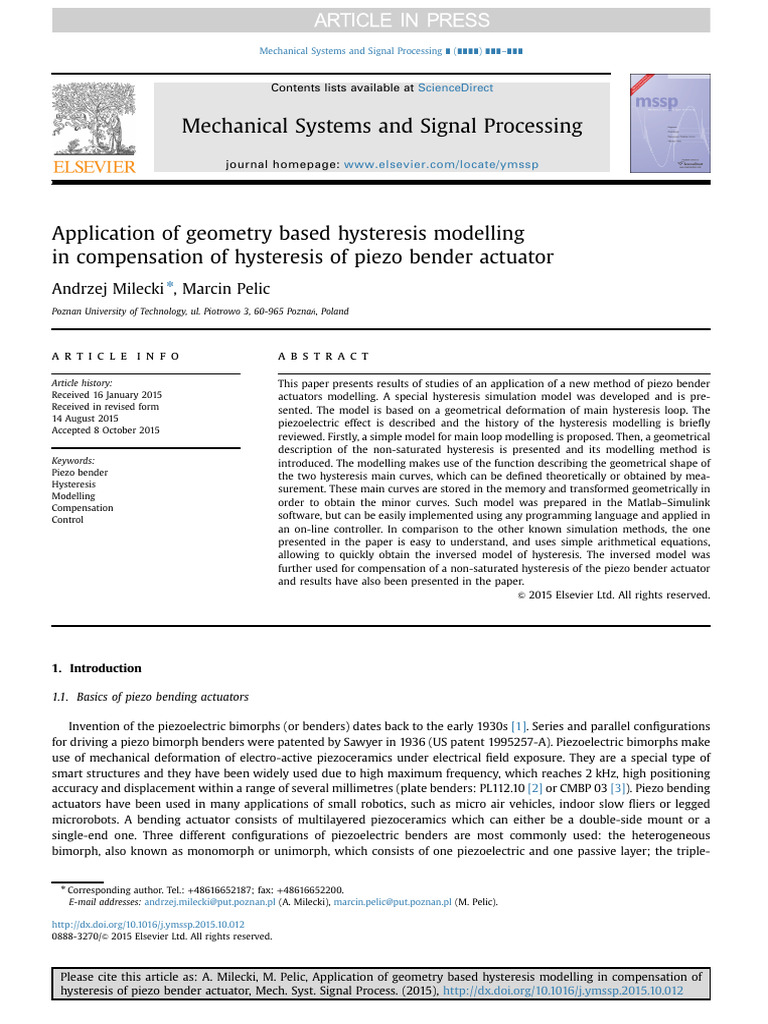 Application of Geometry Based Hysteresis Modelling | PDF