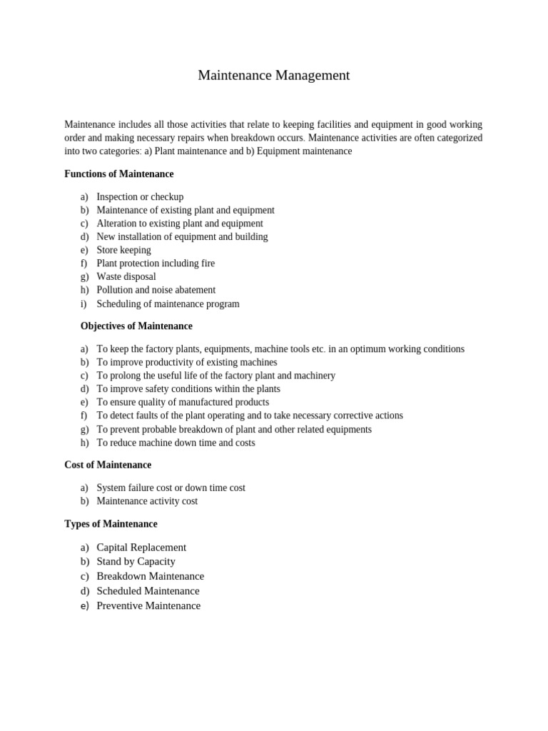 07 Maintenance Management | PDF