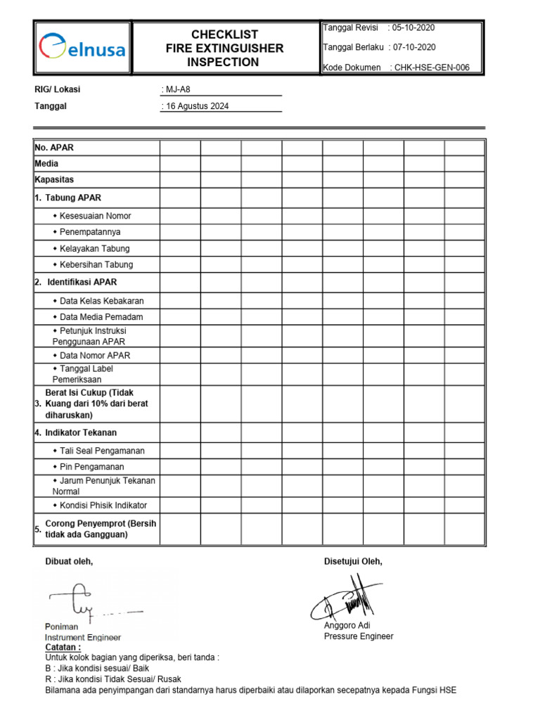 Inspeksi Apar | PDF