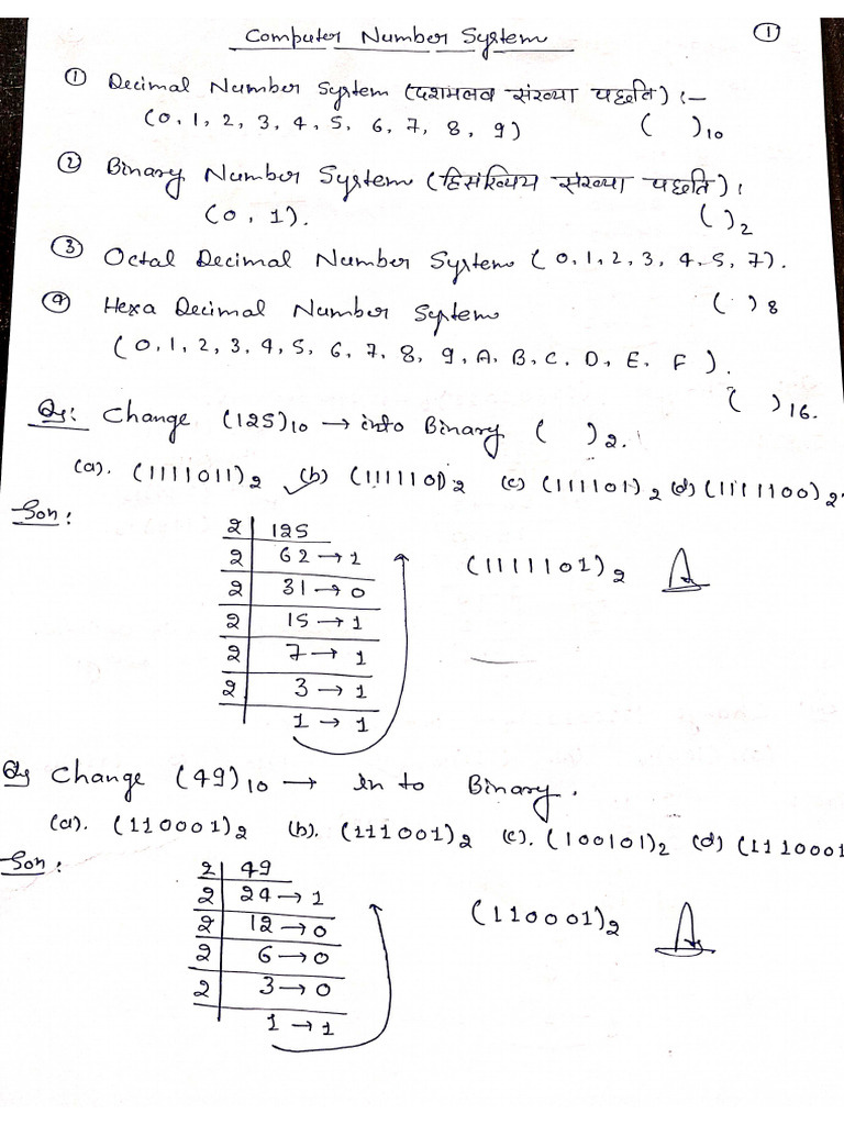 Binary Number System Notes 23-05 | PDF