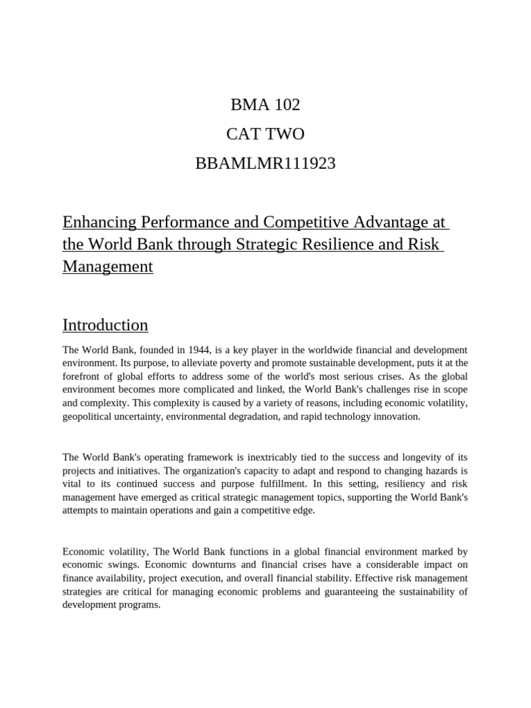 Bma 102 Cat 2 Bbamlmr111923 | PDF | International Development Association | Climate Resilience