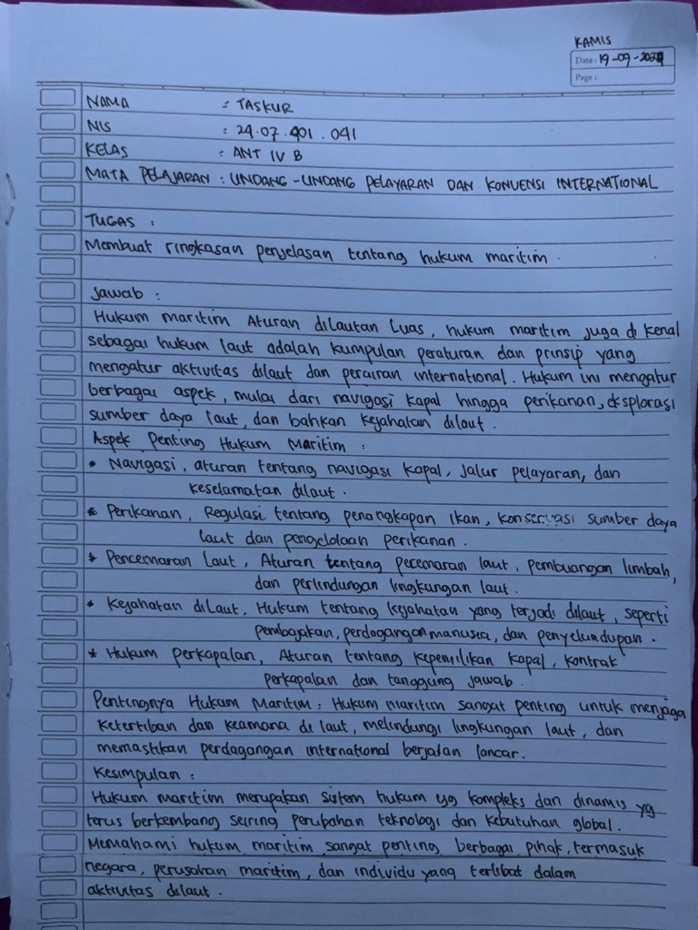 Taskur - Tugas Uu Pelayaran Dan Konvensi International | PDF