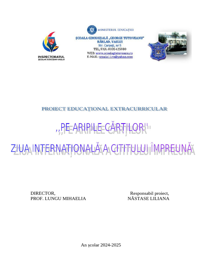 Pe Aripile Cartilor Ziua Internationala A Cititului Impreuna 2024 | PDF