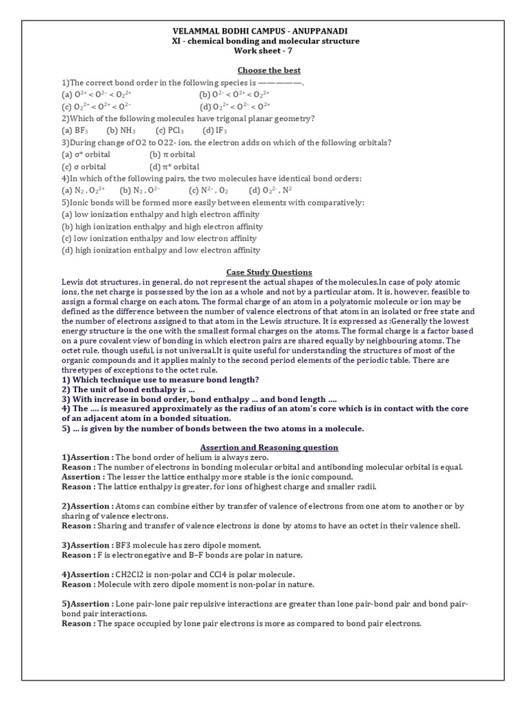 Chemical Bonding Worksheet 2 | PDF