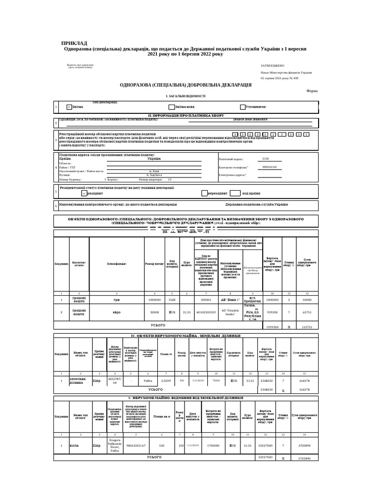 Priklad 1 Ostannya Deklarats Ya M Nyust Odnorazova Deklar | PDF