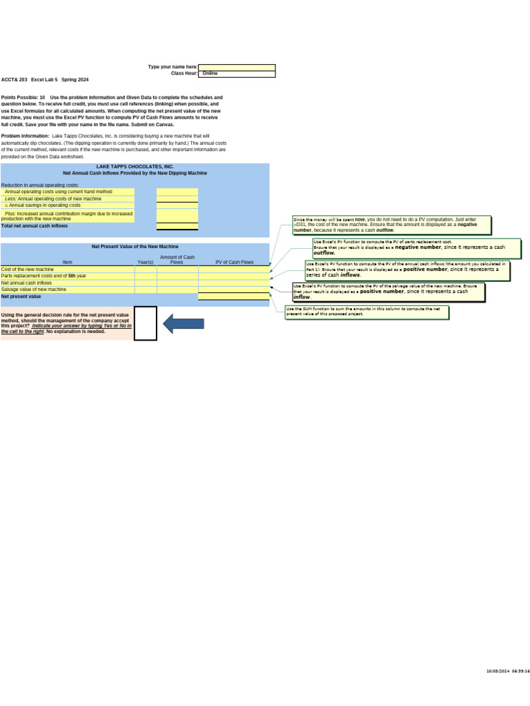 Lab 5 ACCT& 203 Student Template Spring 2024 | PDF